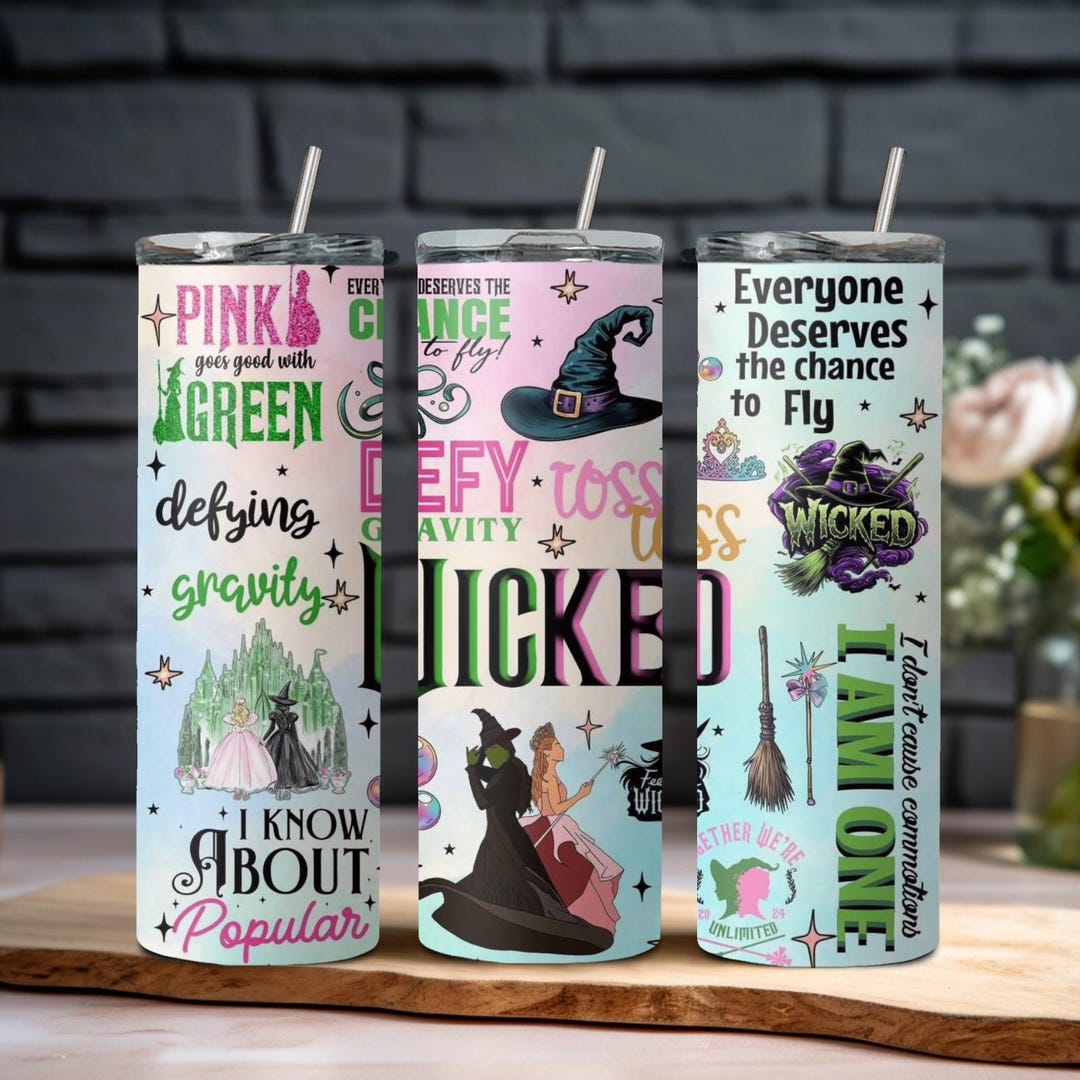 Wicked Collage 20oz Stainless Steel Tumbler With Lid and Straw - Etsy