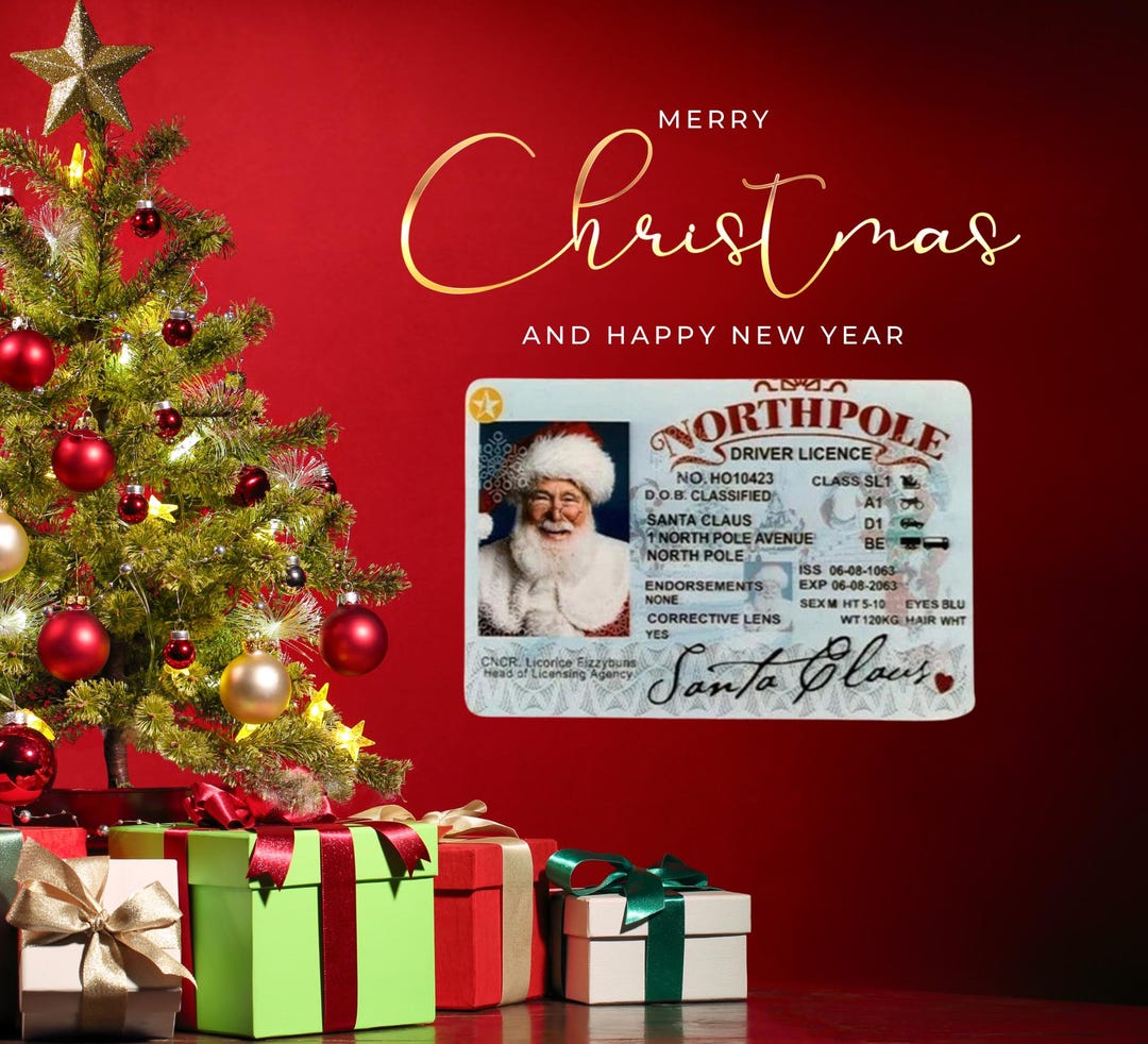 Santa Claus Drivers License, Sleigh License, Santa License, Lost ...