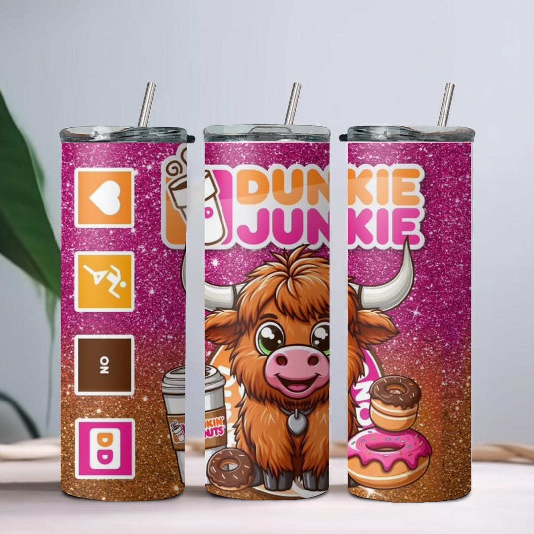 Dunkin' Donuts, Highland Cow 20oz Tumbler With Lid and Straw - Etsy