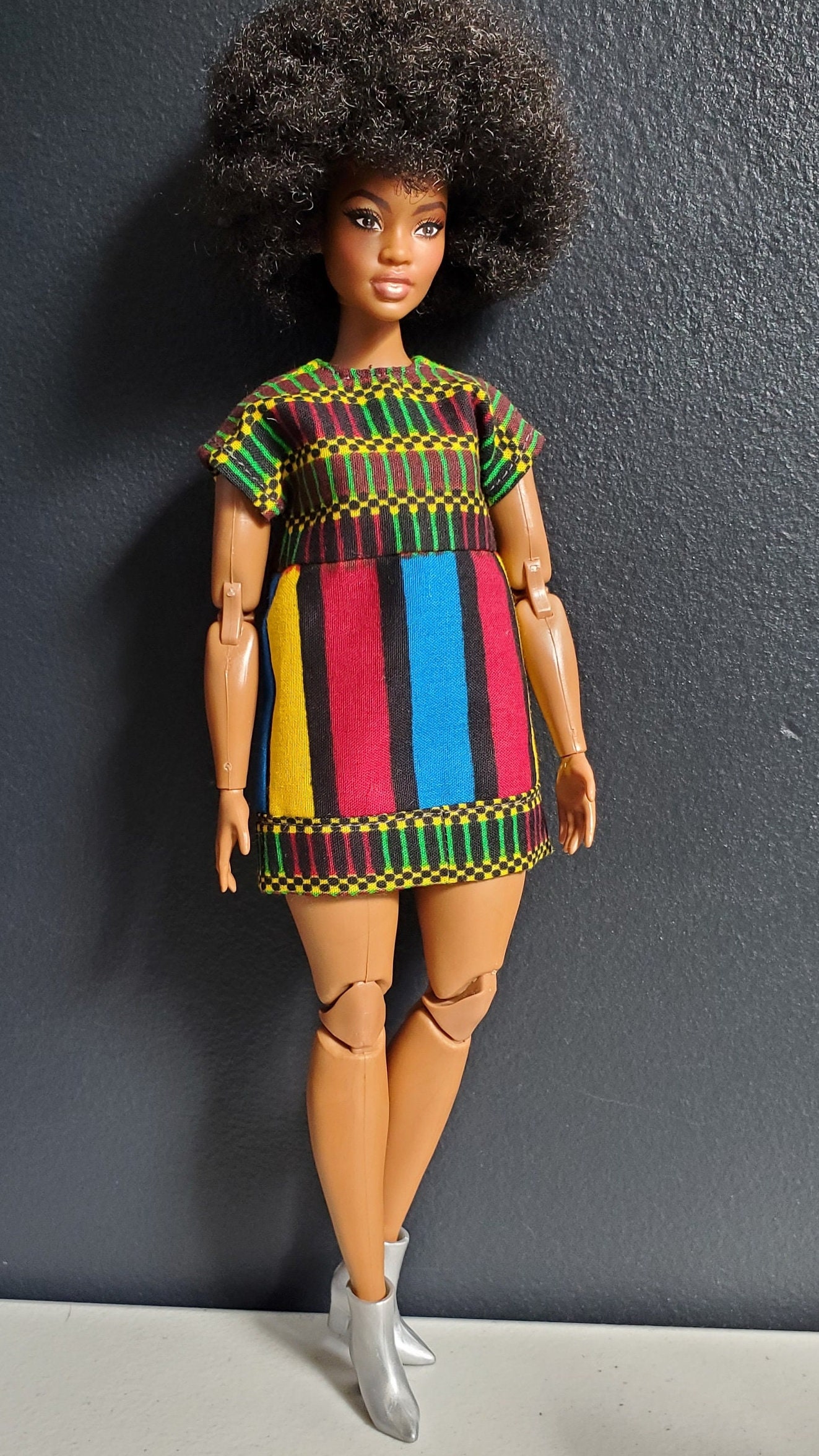 Blue Red and Yellow Striped African Print Dress - Etsy
