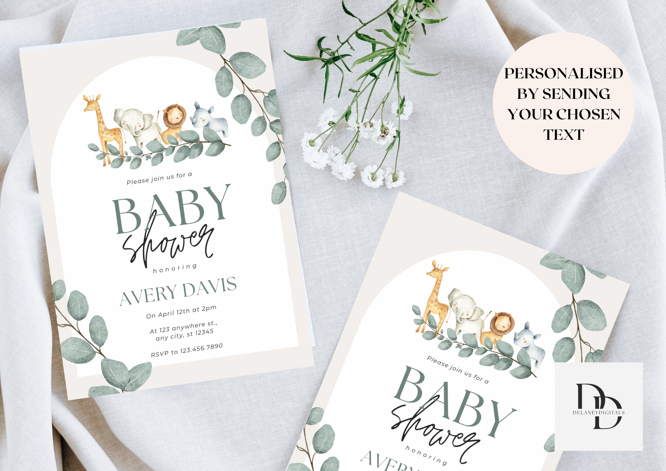 Plantilla digital de baby shower sin género / invitación moderna de ...