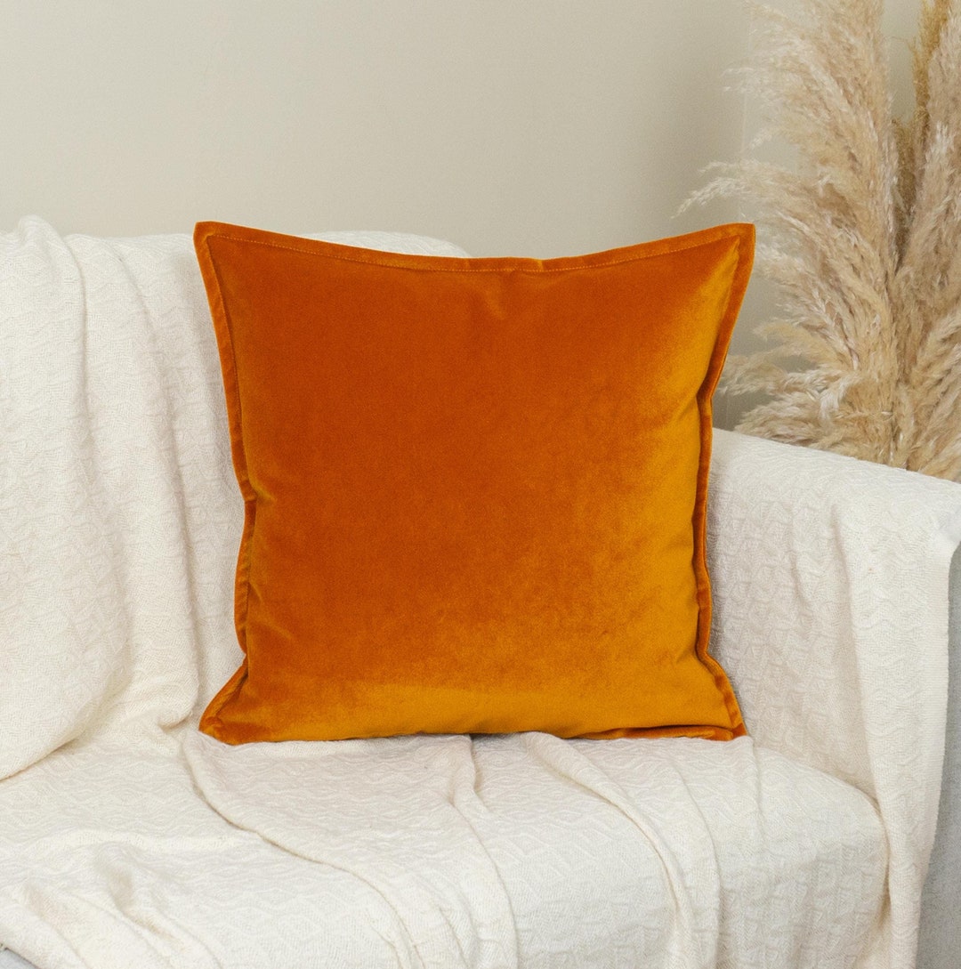 Luxury Velvet Burnt Orange Cushion Cover, Velvet Burnt Orange Pillow ...