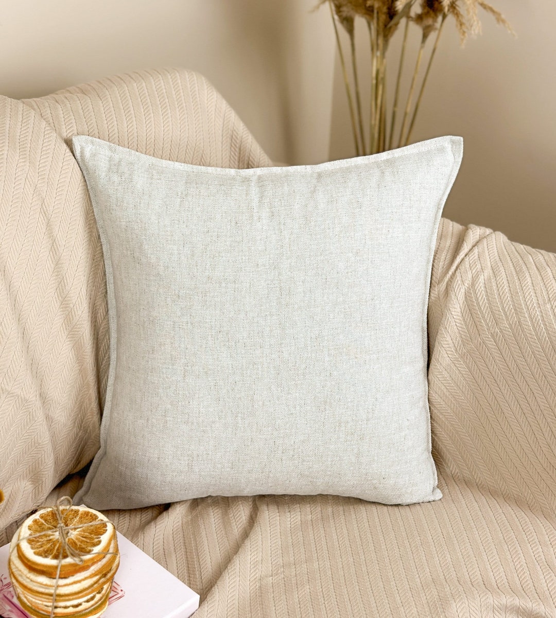 Cotton Linen Beige Cushion-pillow Cover, Natural Linen Ivory Throw ...