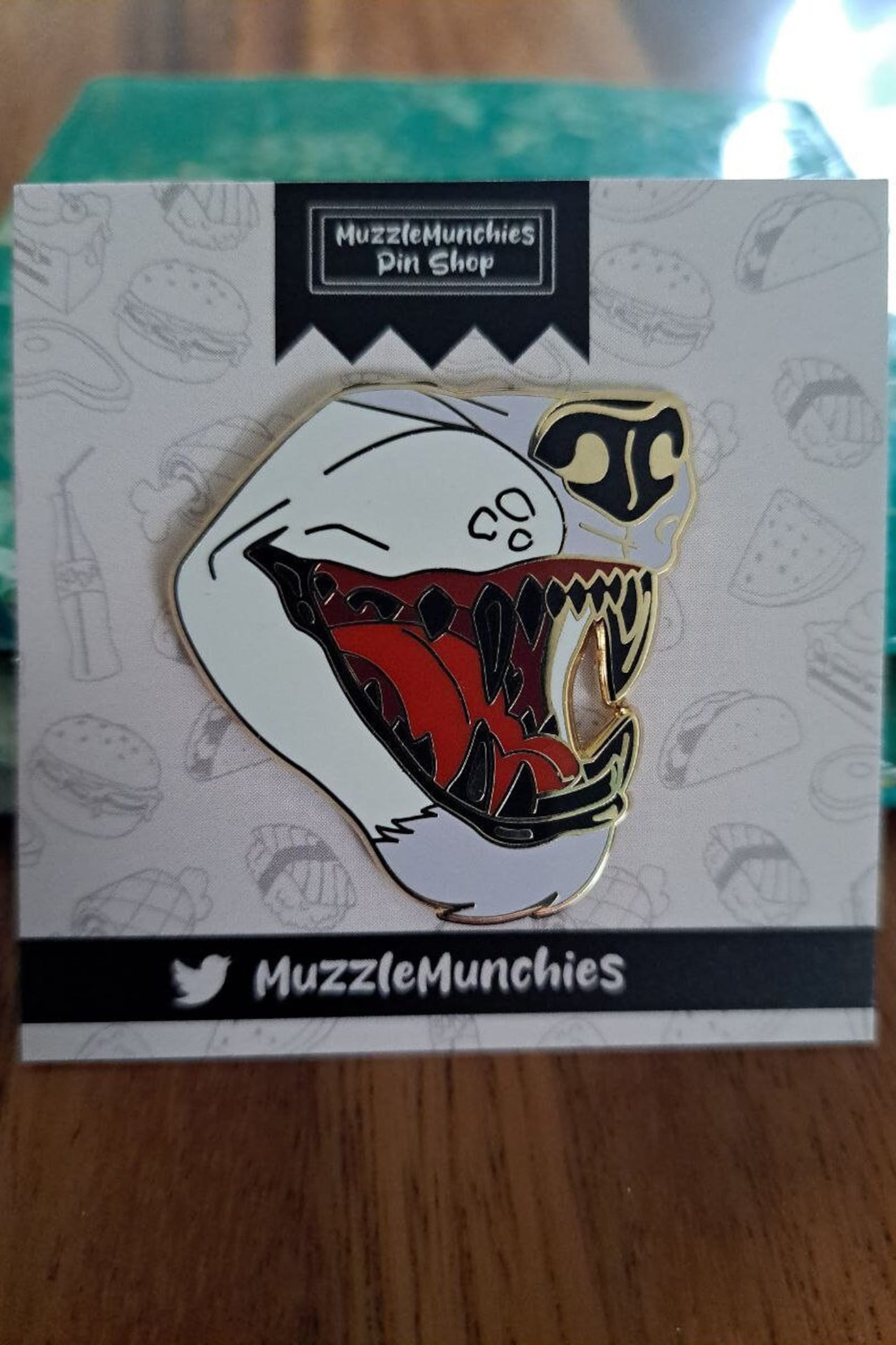 Black White and Gold Wolf Maw Hard Enamel Pins - Etsy