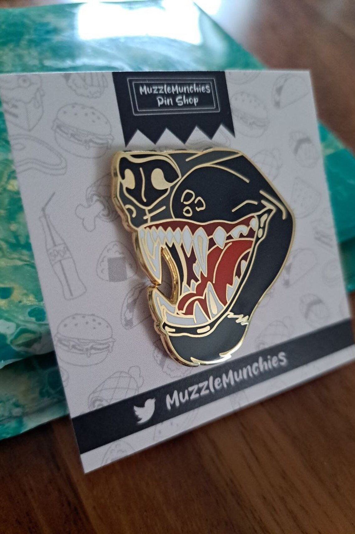 Black White and Gold Wolf Maw Hard Enamel Pins - Etsy