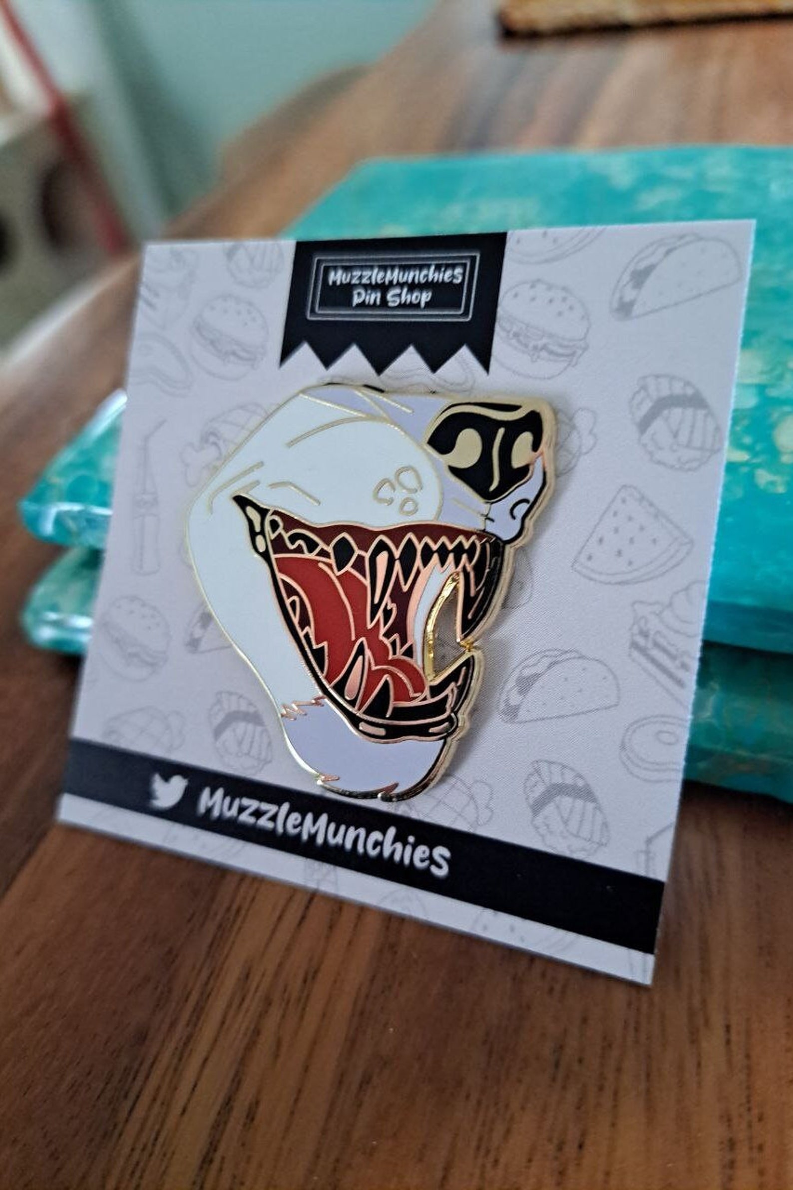 Black White and Gold Wolf Maw Hard Enamel Pins - Etsy
