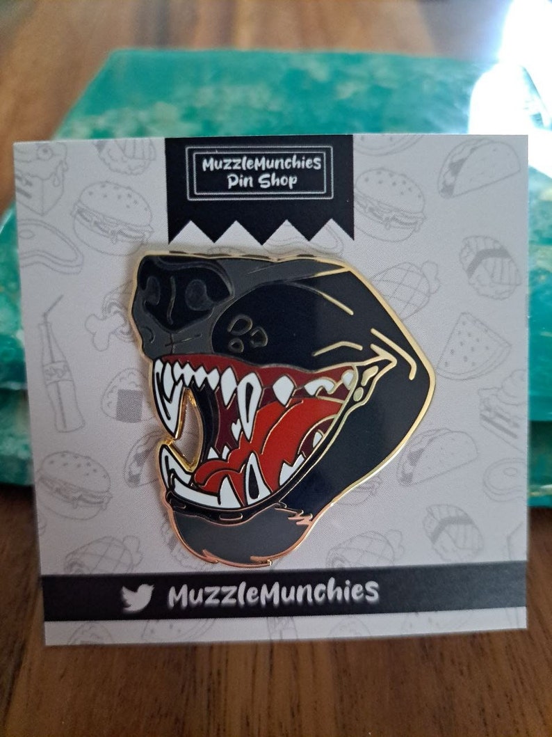 Black White and Gold Wolf Maw Hard Enamel Pins - Etsy