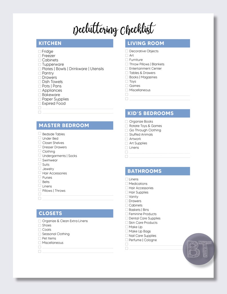 Declutter Checklist, Cleaning Checklist, Ultimate Cleaning Checklist ...