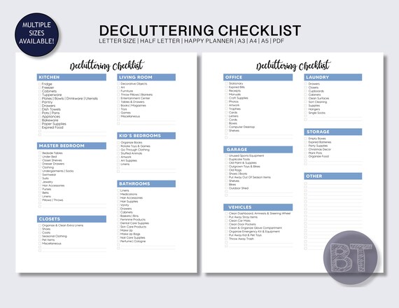 Declutter Checklist Cleaning Checklist Ultimate Cleaning - Etsy