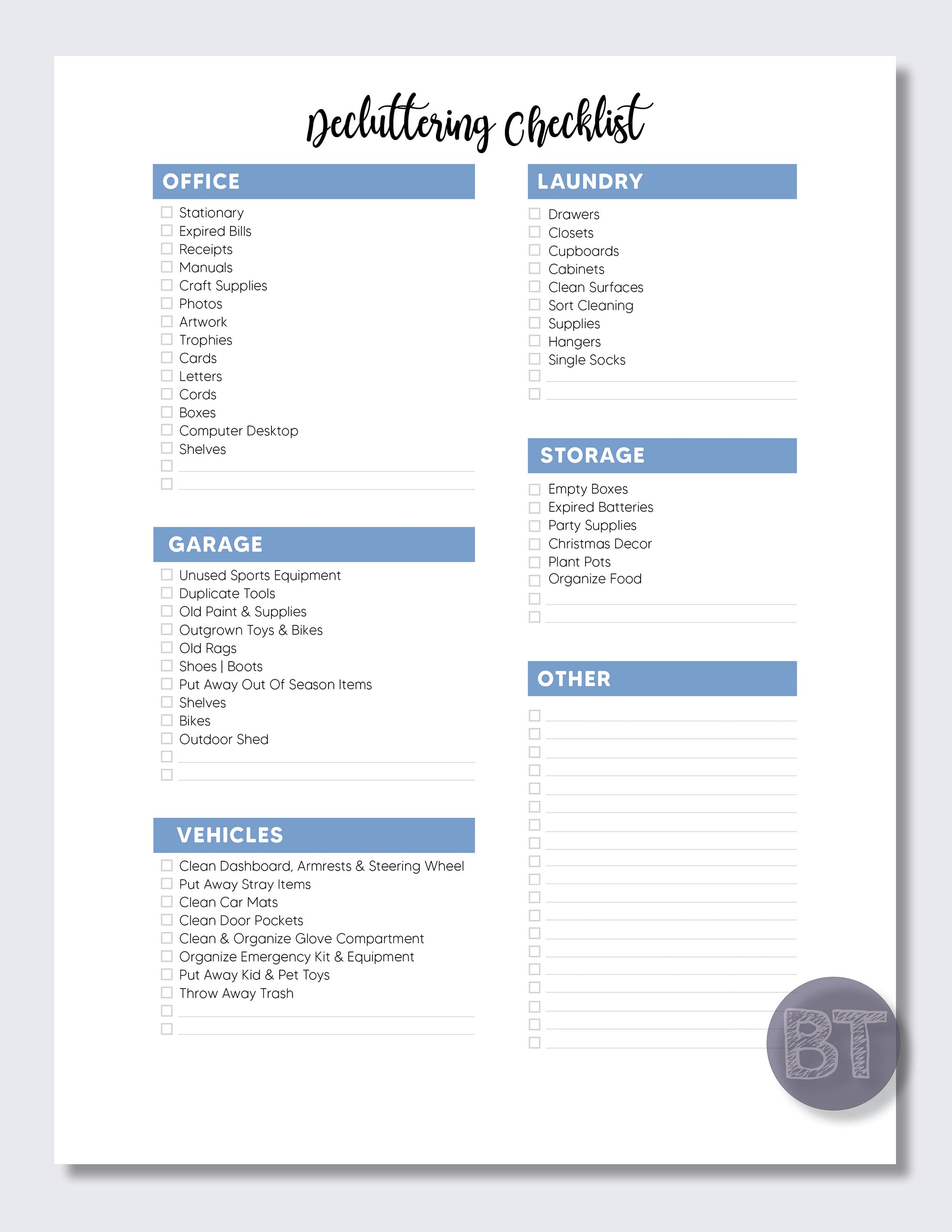 Declutter Checklist, Cleaning Checklist, Ultimate Cleaning Checklist ...