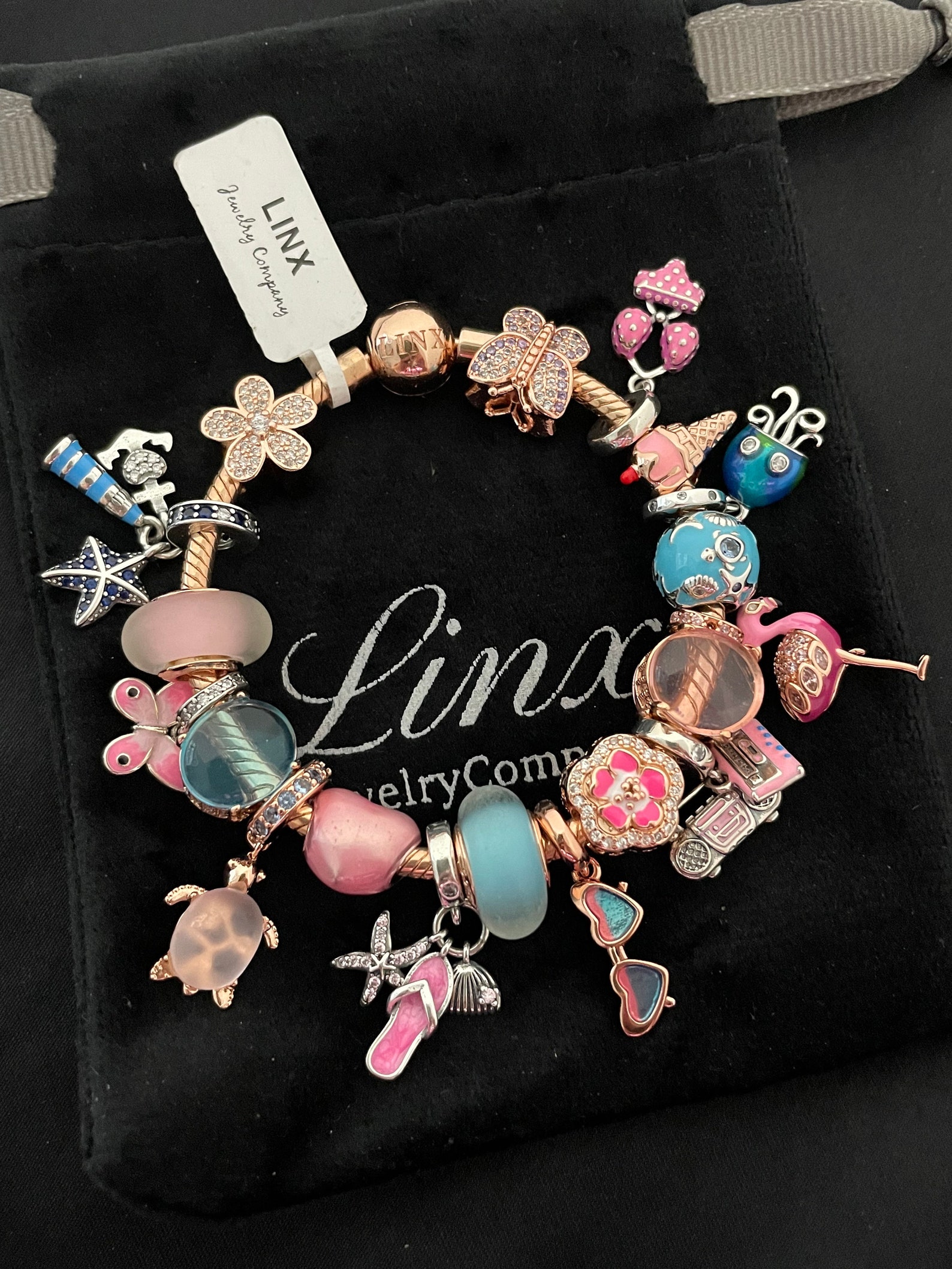 Linx Rose Gold Charm Bracelet With Beach and Summer Themed Charms - Etsy