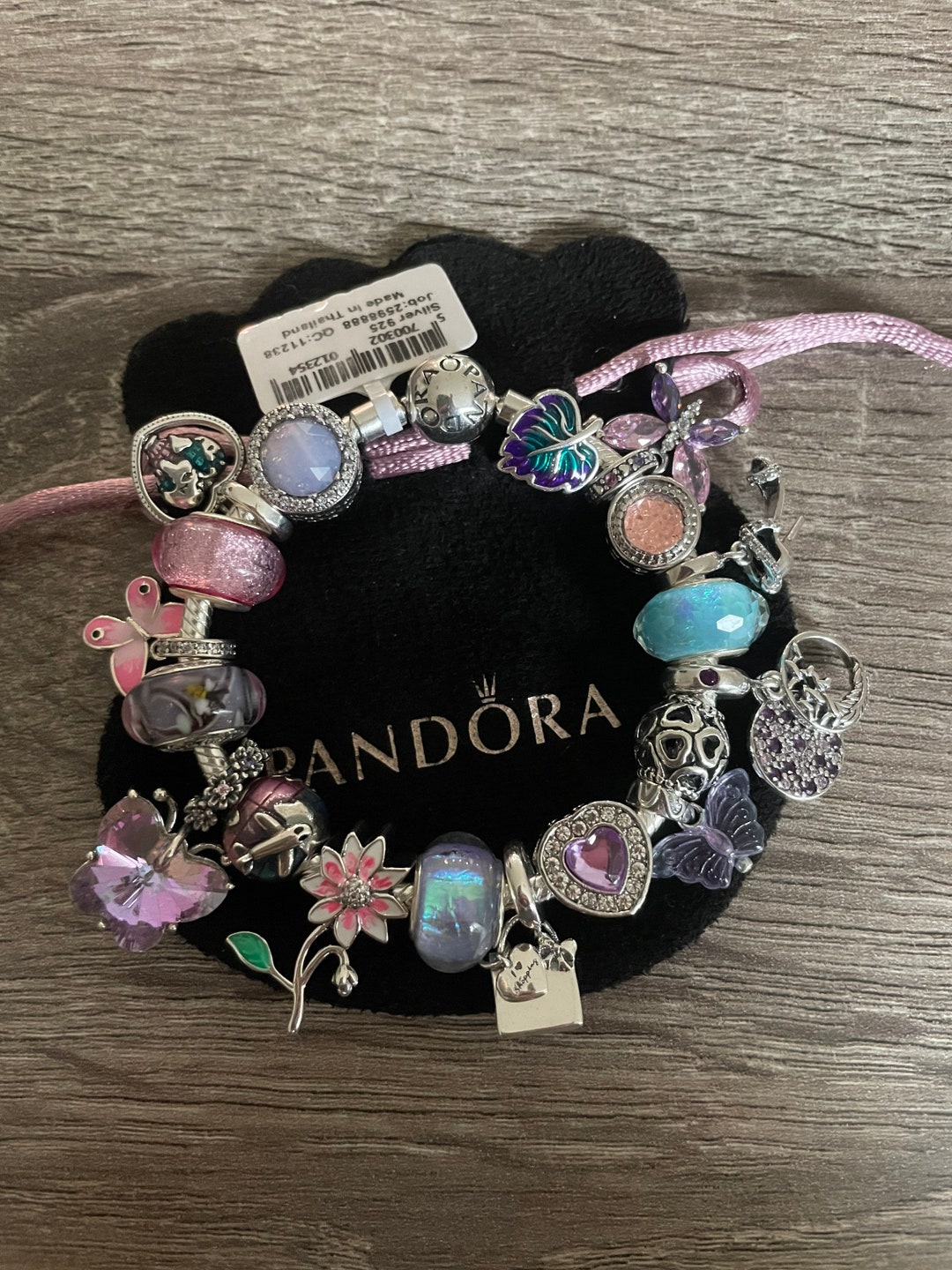 Pandora Bracelet With Purple Turquoise and Pink Themed Charms - Etsy