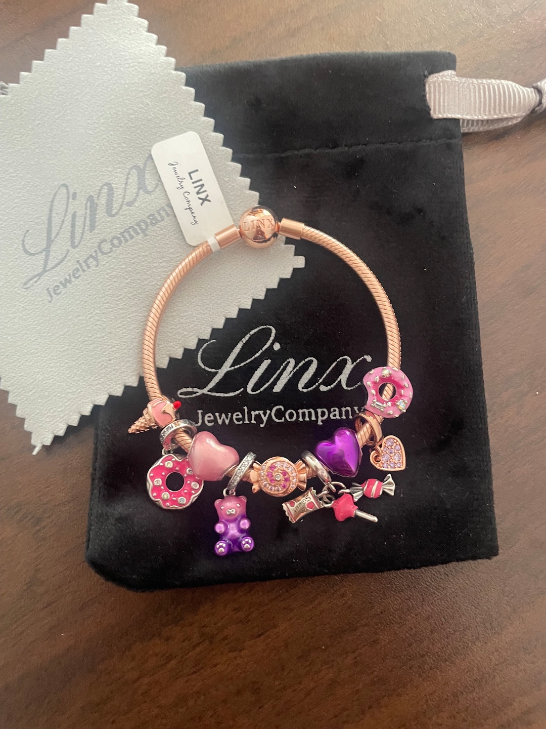 Linx Rose Gold Charm Bracelet With Sweets Themed Charms - Etsy