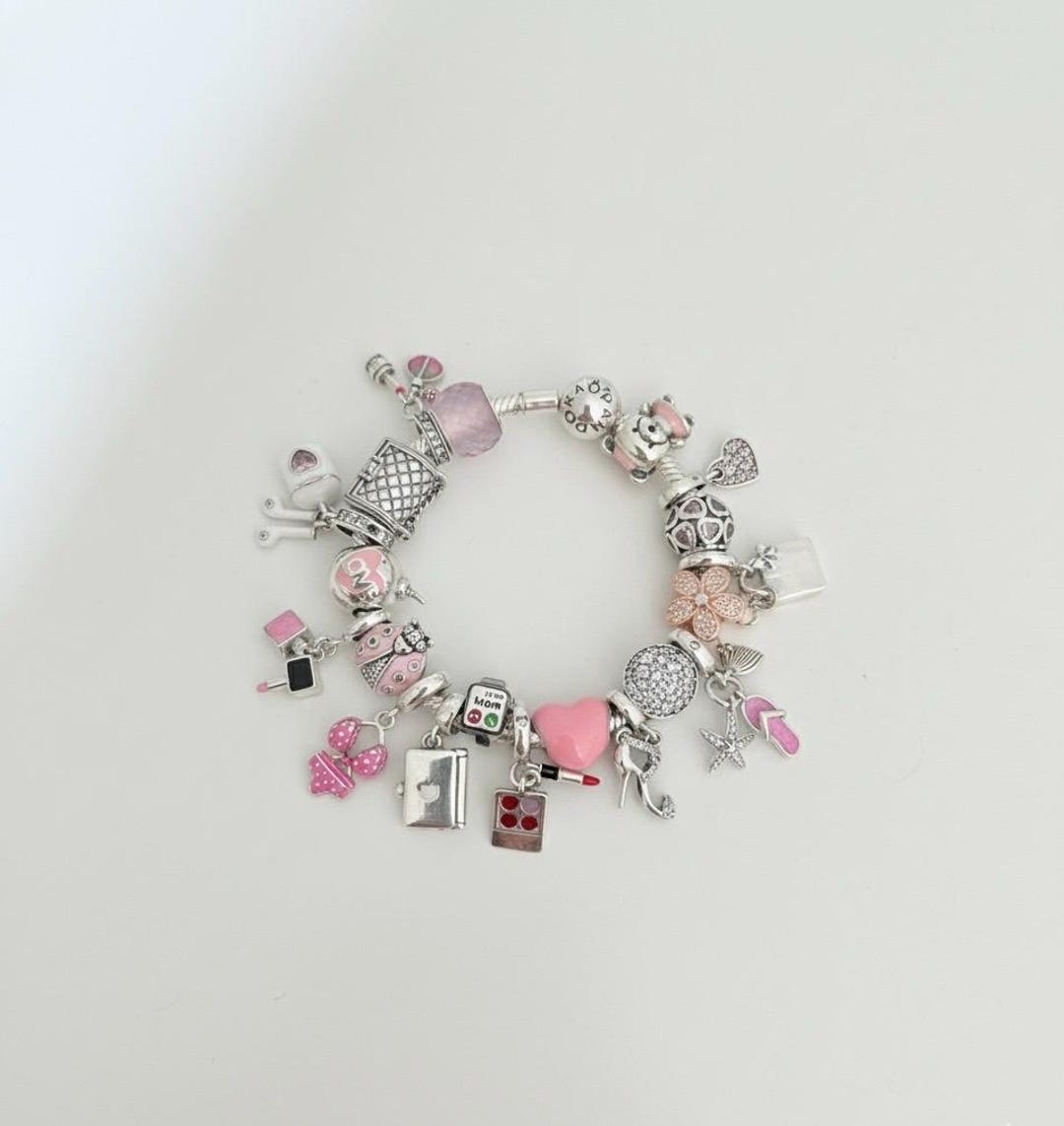 Pandora Bracelet With Pink Themed Charms Sterling Silver - Etsy
