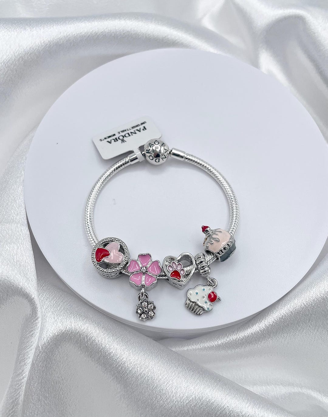 Pandora Bracelet With Sweets and Hearts Themed Charms - Etsy
