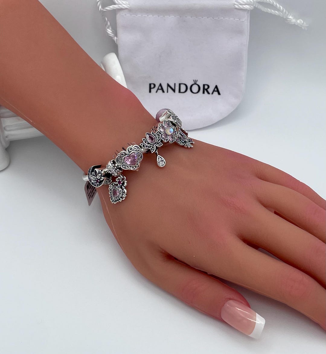 Pandora Moments Smooth Snake Chain Bracelet With Purple Turquoise and ...