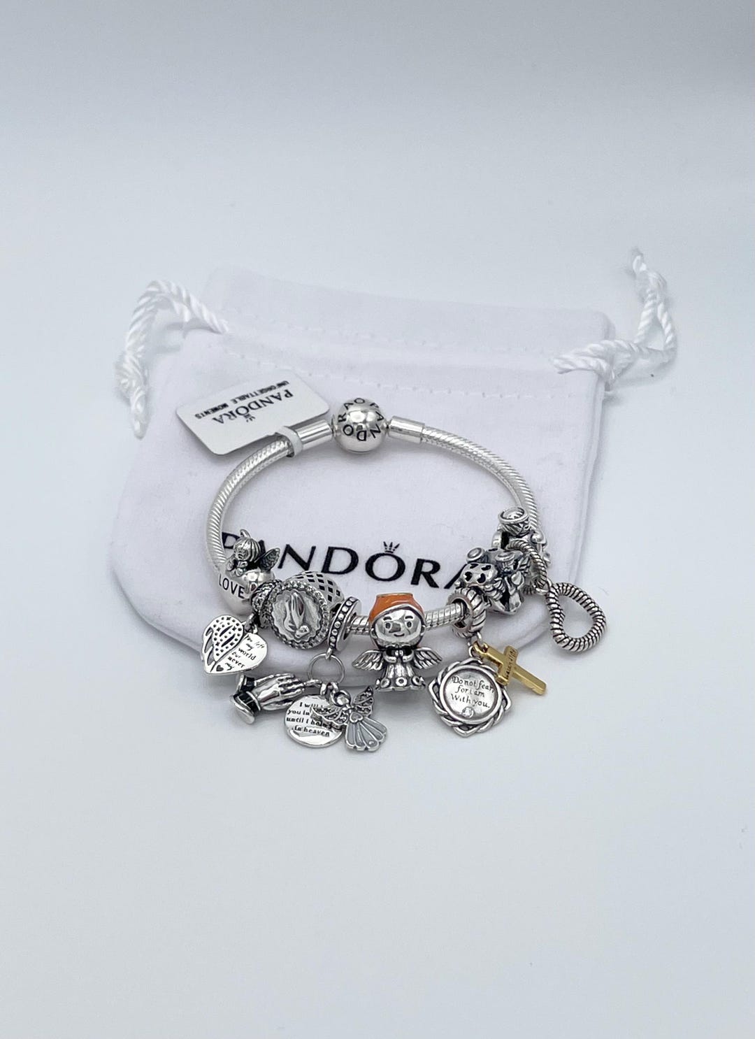 Pandora Moments Smooth Snake Chain Bracelet With Religious Memorial ...
