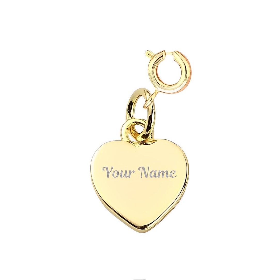 Custom Engraved Gold Heart Charm: Paperclip Bracelet/necklace - Etsy