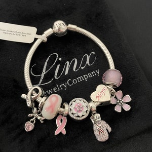 Linx Bracelet With Pink Breast Cancer Awareness Themed Charms - Etsy