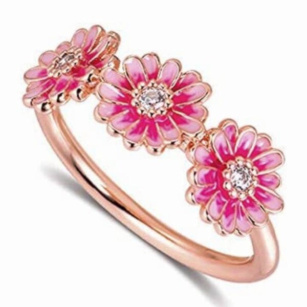 Pink Flower Ring - Etsy