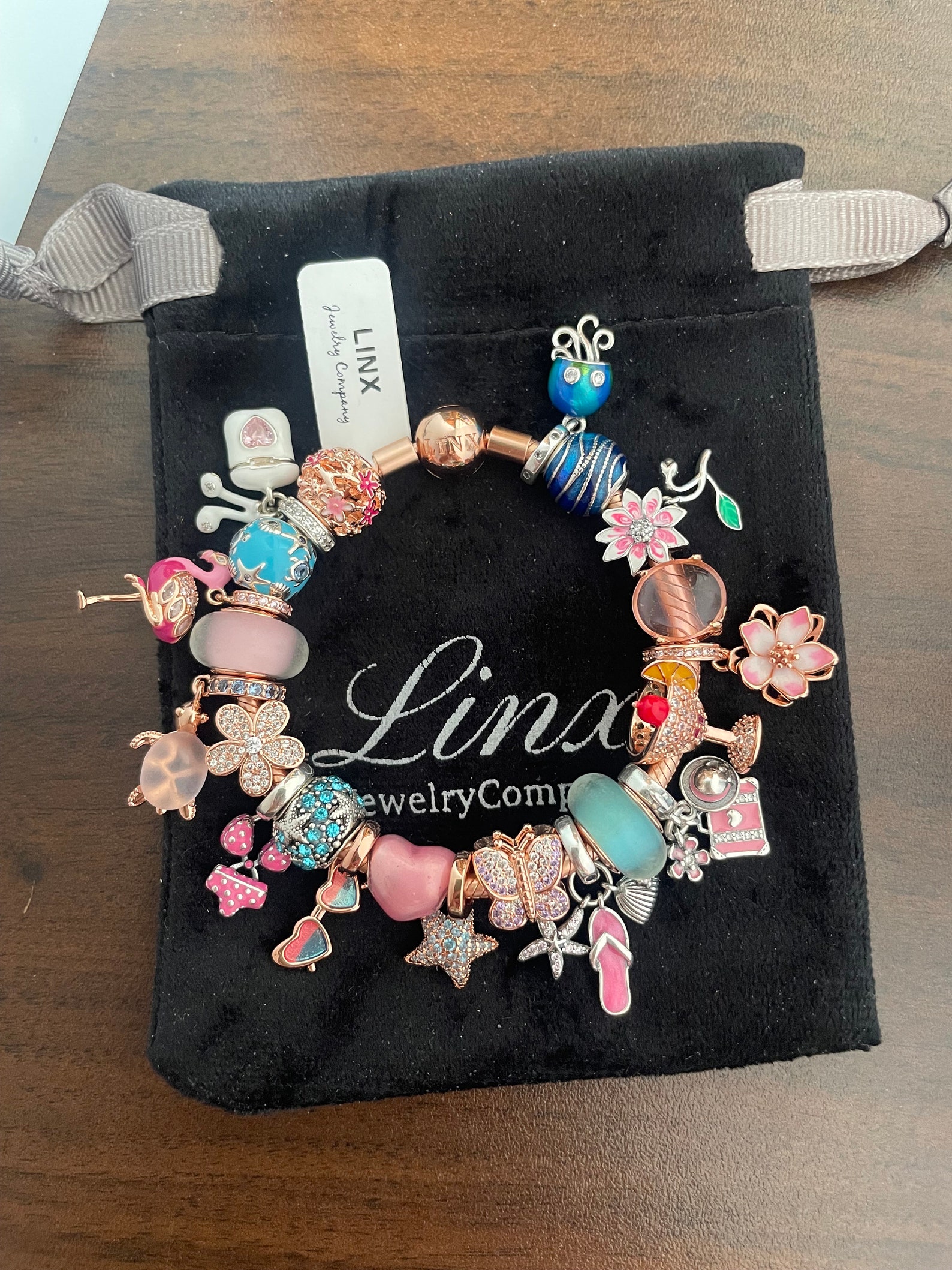 Linx Rose Gold Charm Bracelet With Beach and Summer Themed Charms - Etsy