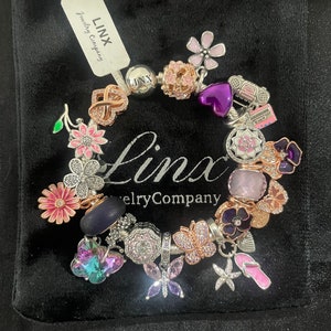 Linx Snake Chain Bracelet With Rose Gold Silver Pink and Purple Themed ...