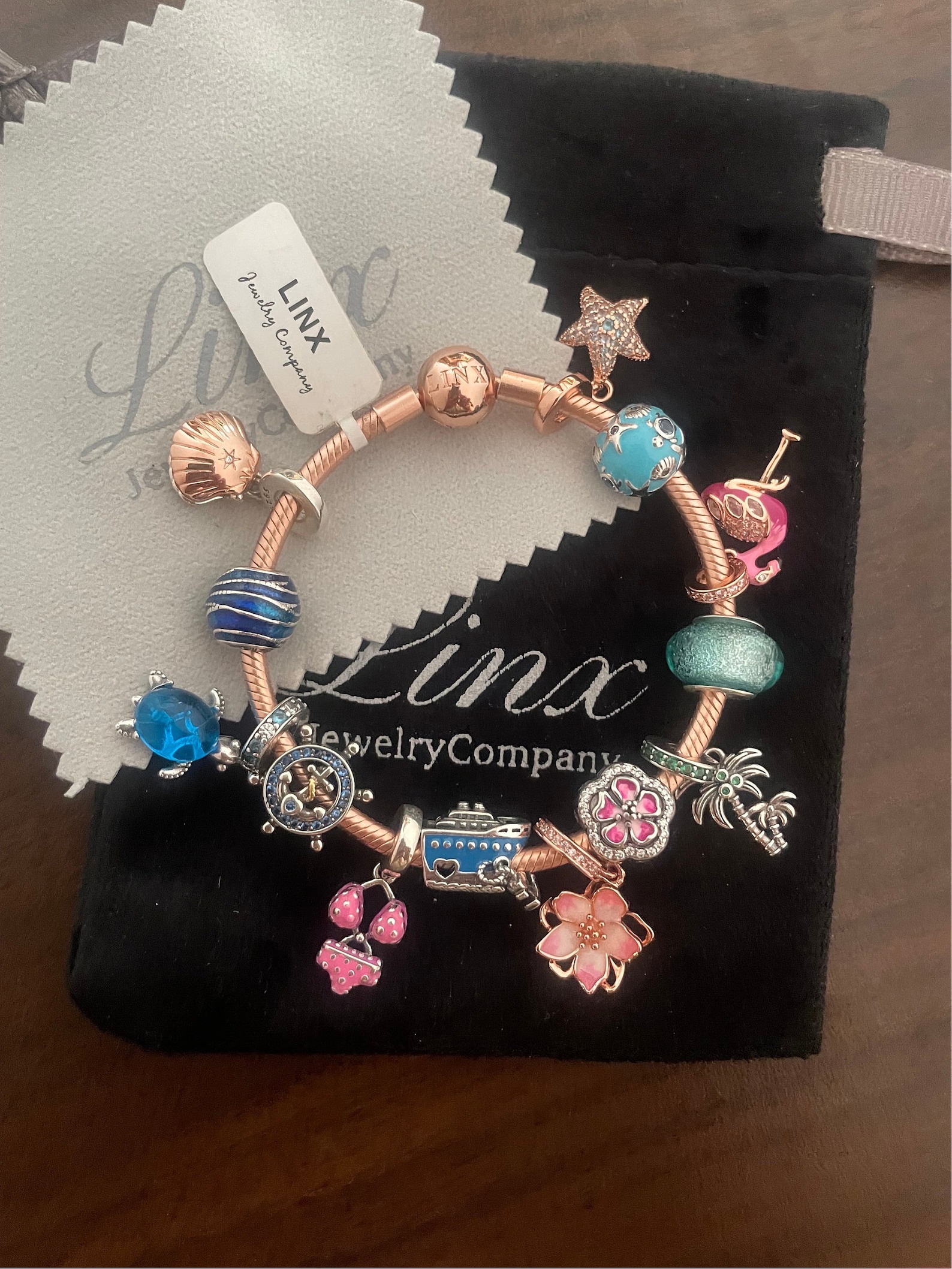 Linx Rose Gold Charm Bracelet With Beach and Nautical Themed Charms - Etsy