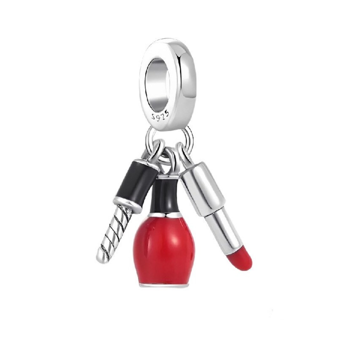 Red Nail Polish Lipstick Trio Dangle Charm - Etsy