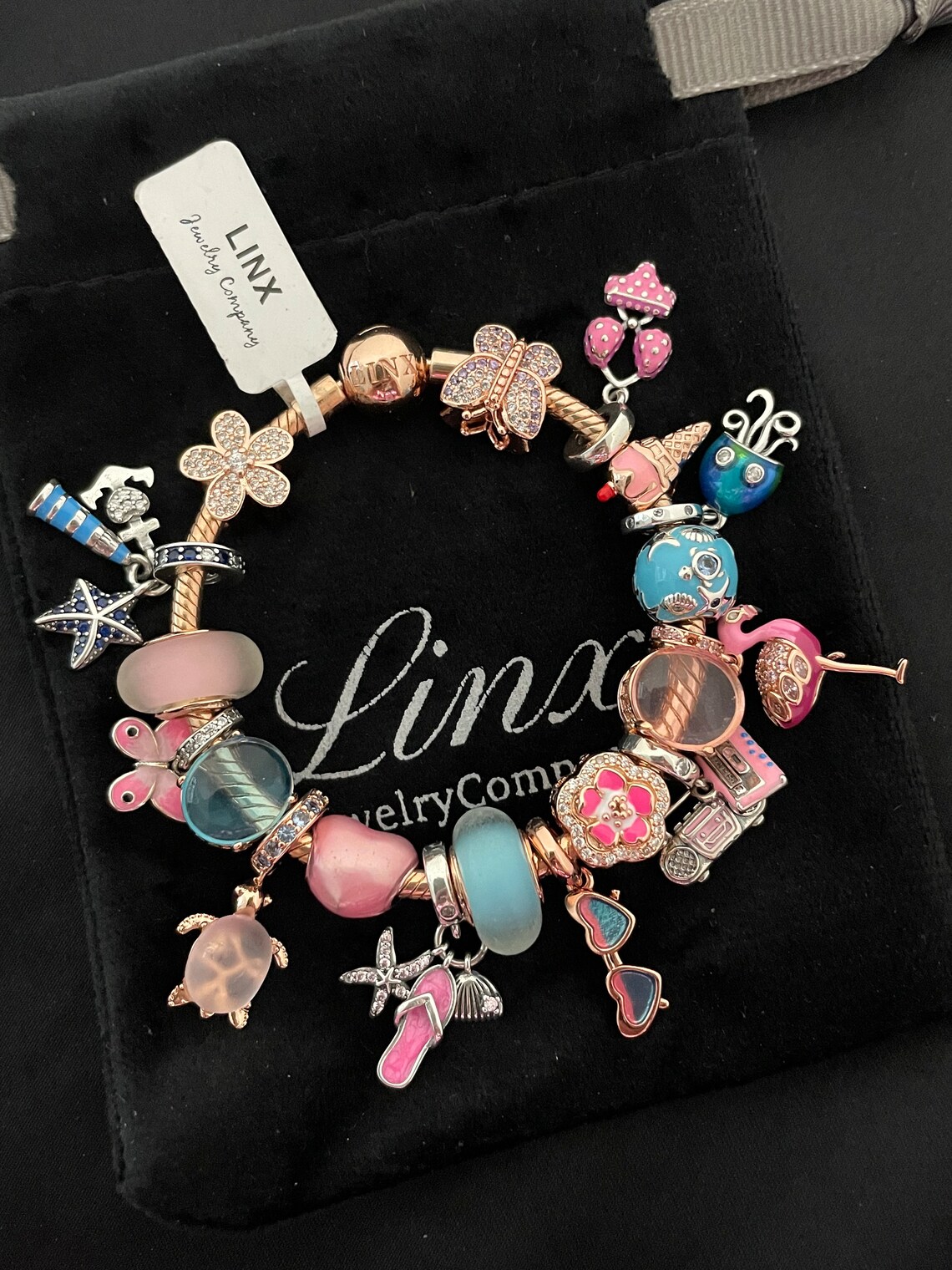 Linx Rose Gold Charm Bracelet With Beach and Summer Themed Charms - Etsy