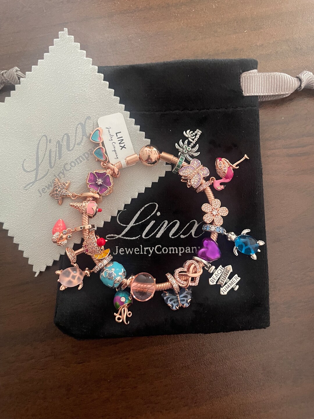 Linx Rose Gold Charm Bracelet With Beach and Summer Themed Charms - Etsy
