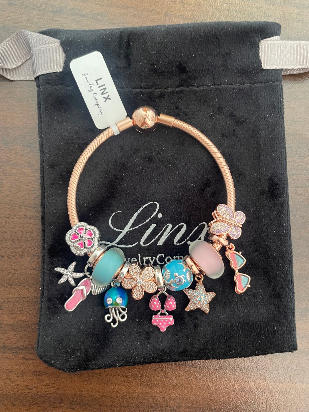 Linx Rose Gold Charm Bracelet With Beach and Summer Themed Charms - Etsy