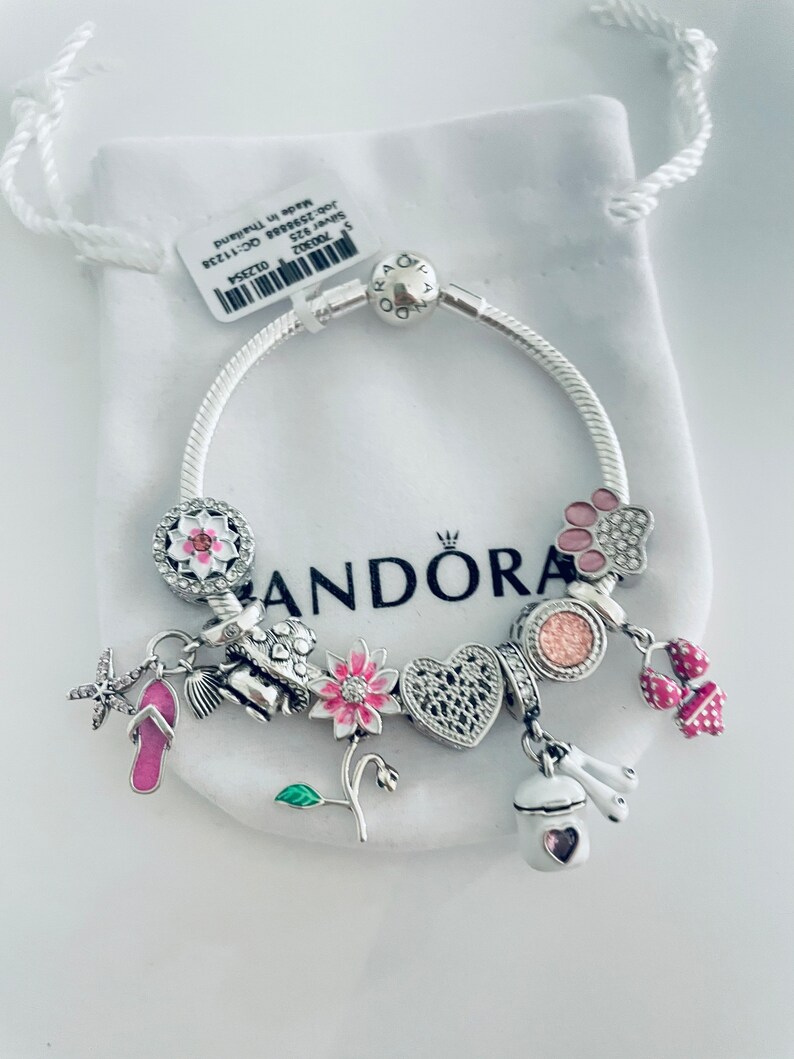 Pandora Bracelet With Pink Themed Charms - Etsy