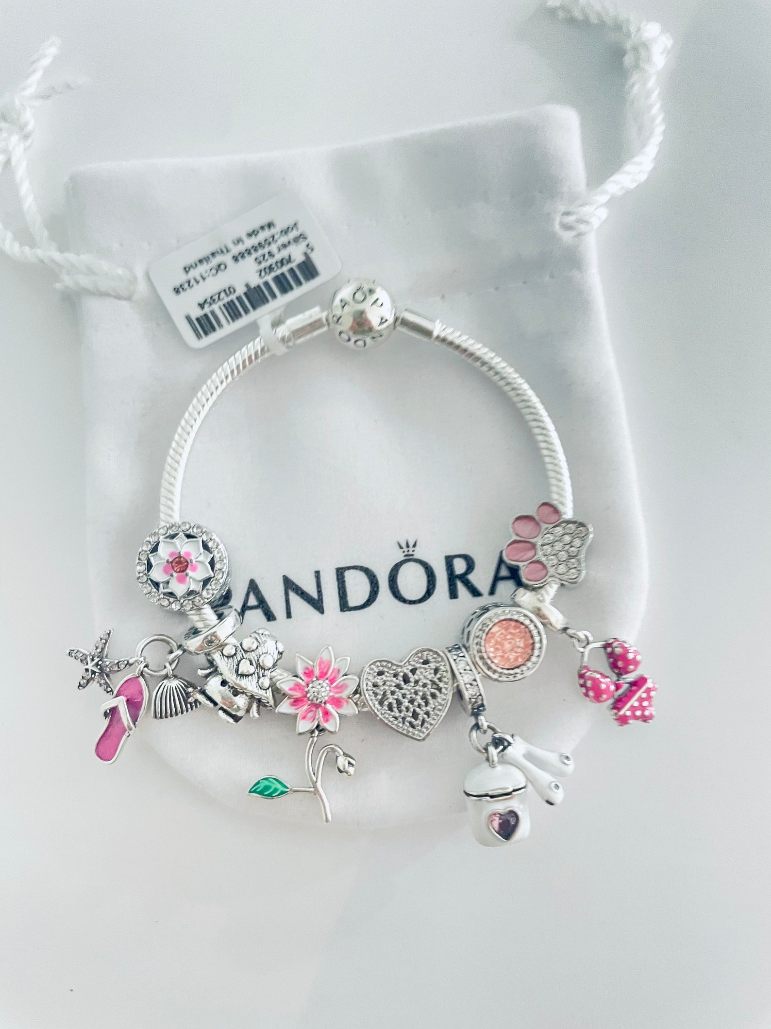 Pandora Bracelet With Pink Themed Charms - Etsy