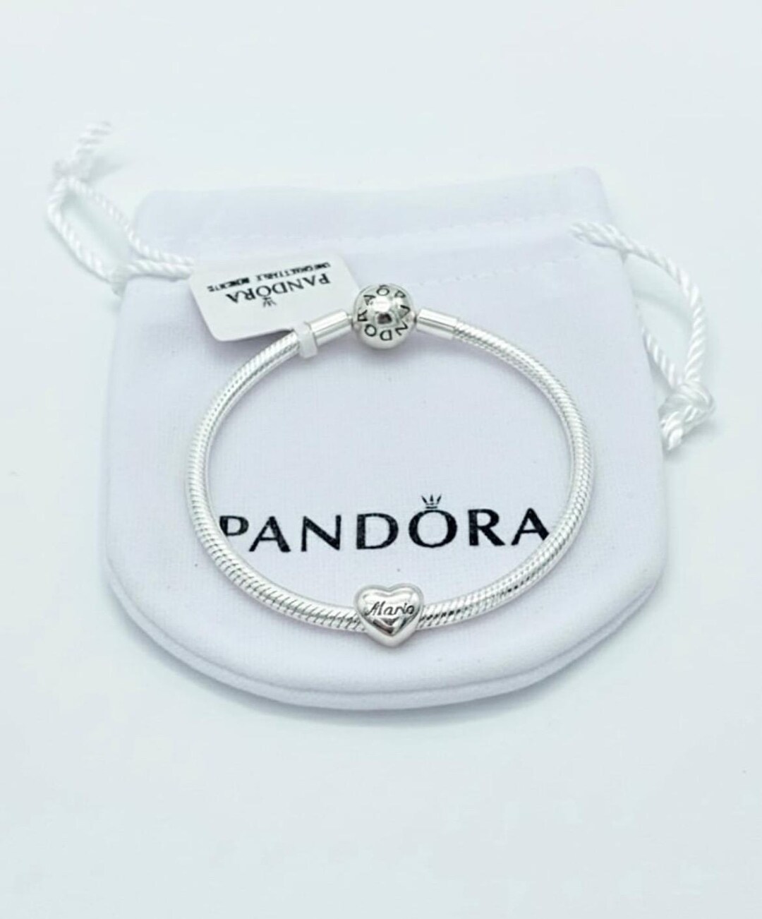 Pandora Bracelet With Personalized Name Heart Charm - Etsy