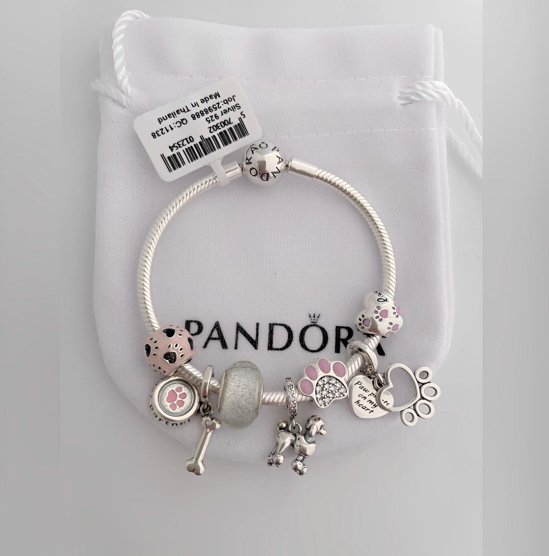 Pandora Moments Smooth Snake Chain Bracelet With Poodle Dog Themed ...