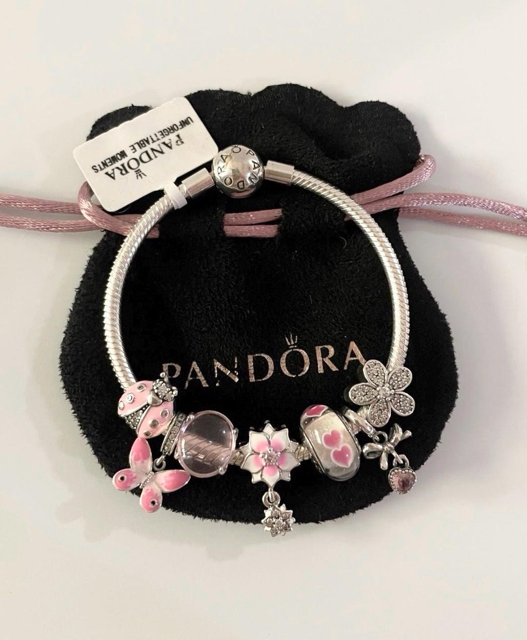 Pandora Moments Smooth Snake Chain Bracelet With Linx Pale Pink Themed ...