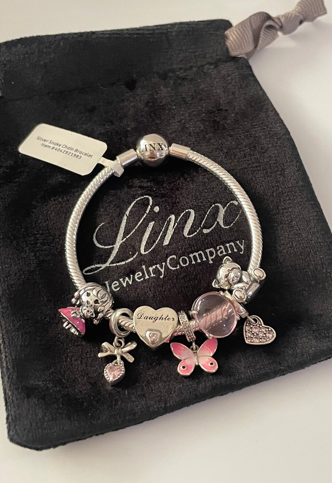 Linx Charm Bracelet With Pink Daughter Themed Charms - Etsy