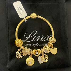 Linx Yellow Gold Snake Chain Bracelet With Gold Charms - Etsy