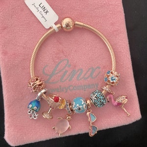 Linx Rose Gold Charm Bracelet With Beach and Ocean Themed Charms - Etsy