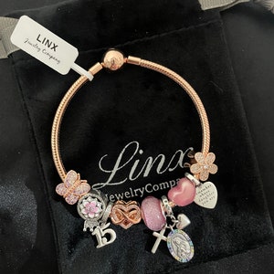 Linx Rose Gold Bracelet With Quinceanera 15th Birthday Themed Charms - Etsy