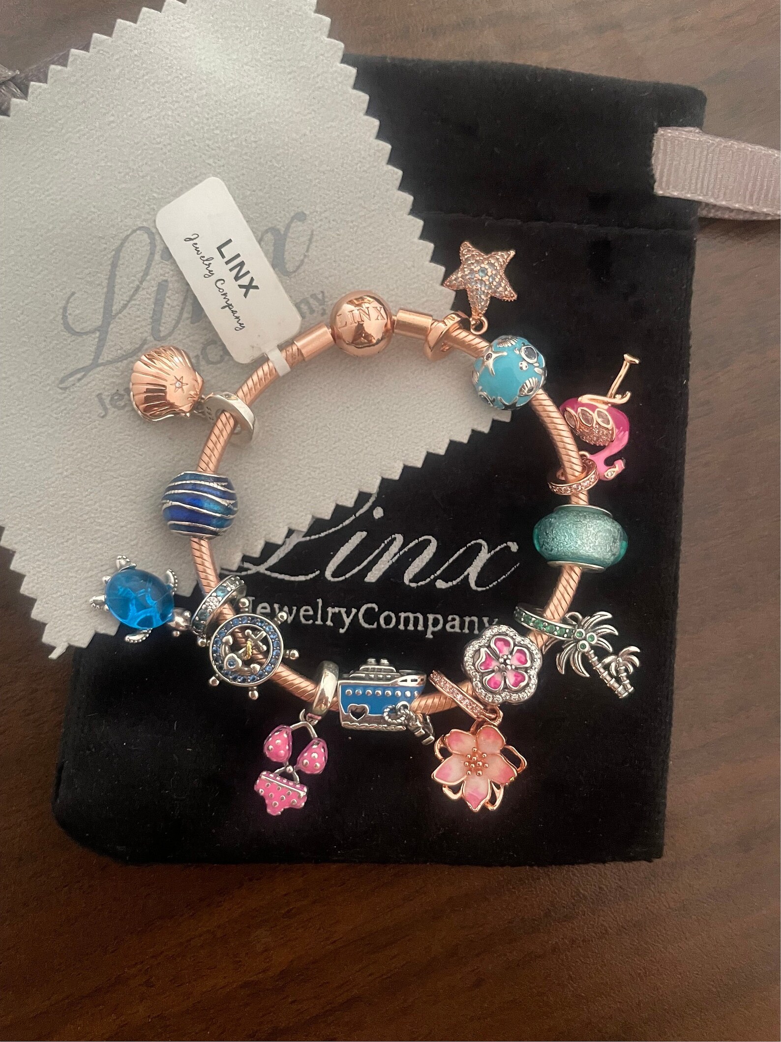 Linx Rose Gold Charm Bracelet With Beach and Nautical Themed Charms - Etsy