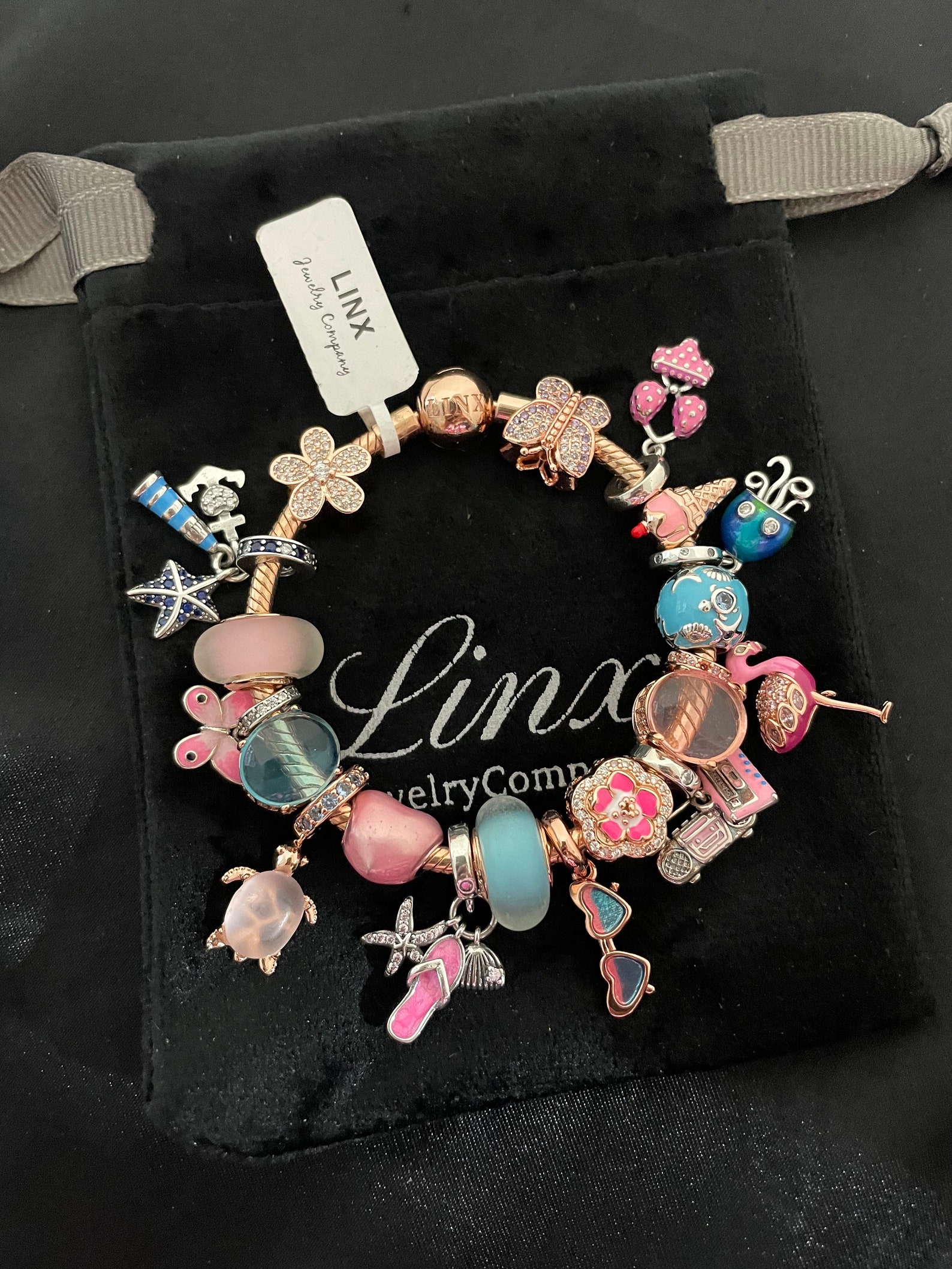 Linx Rose Gold Charm Bracelet With Beach and Summer Themed Charms - Etsy