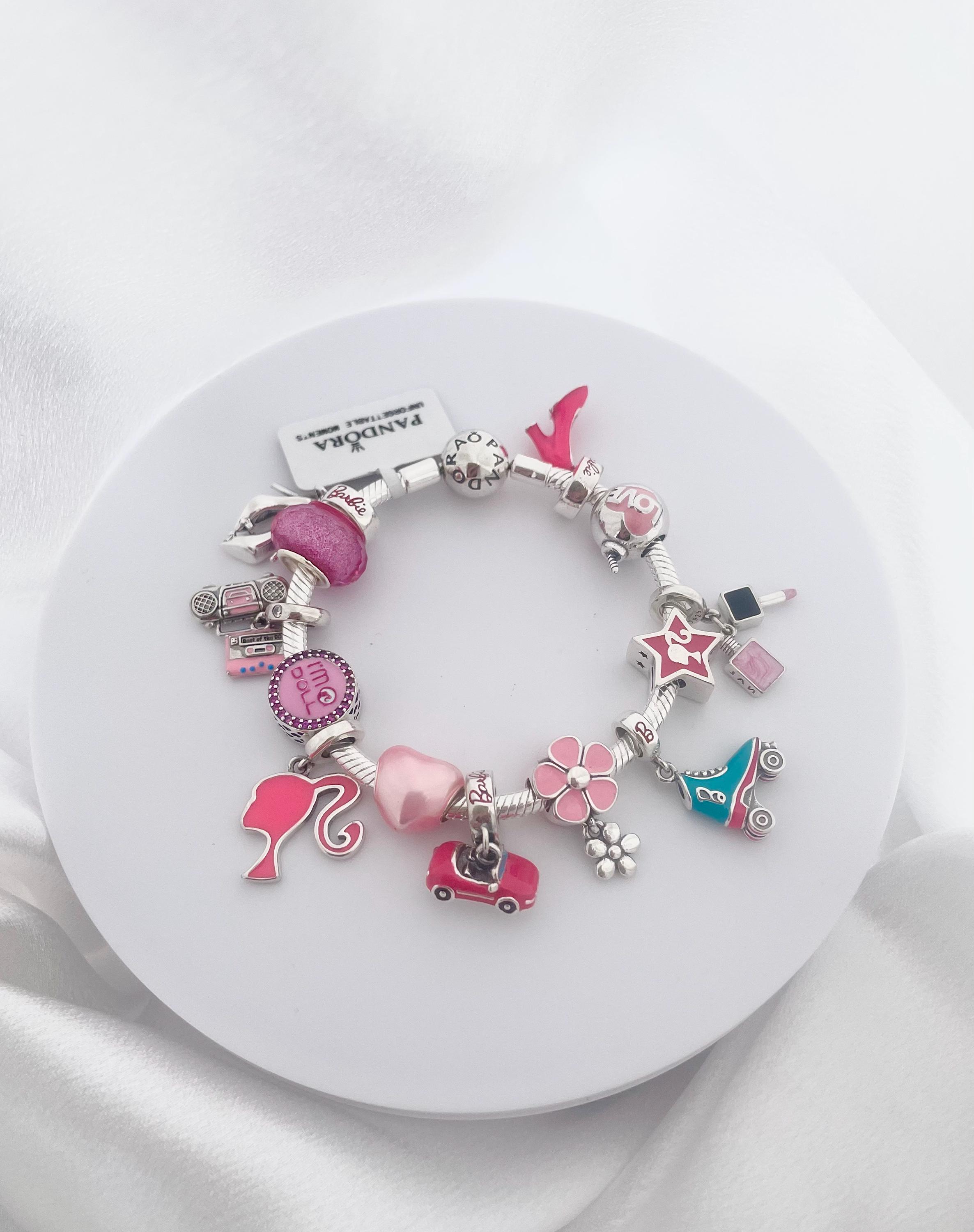 Pandora Bracelet With Pink Barbie Doll Themed Charms Sterling Silver - Etsy
