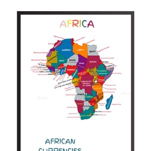 Digital Map of Africa With African Currencies. - Etsy