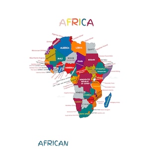 Digital Map of Africa With African Currencies. - Etsy