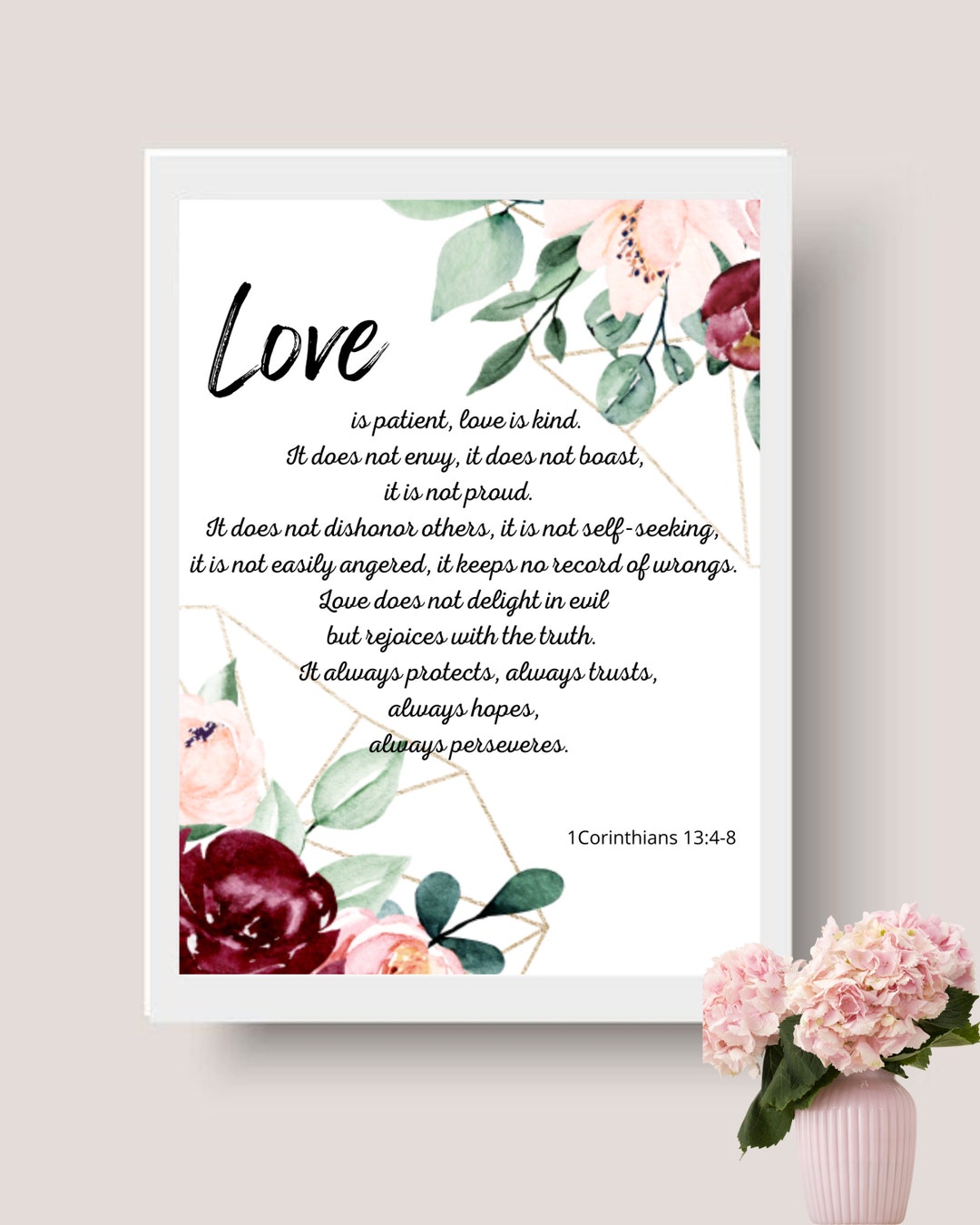 Love is Patient, Love is Kind, Bible Verse, Wedding Gift, Printable ...
