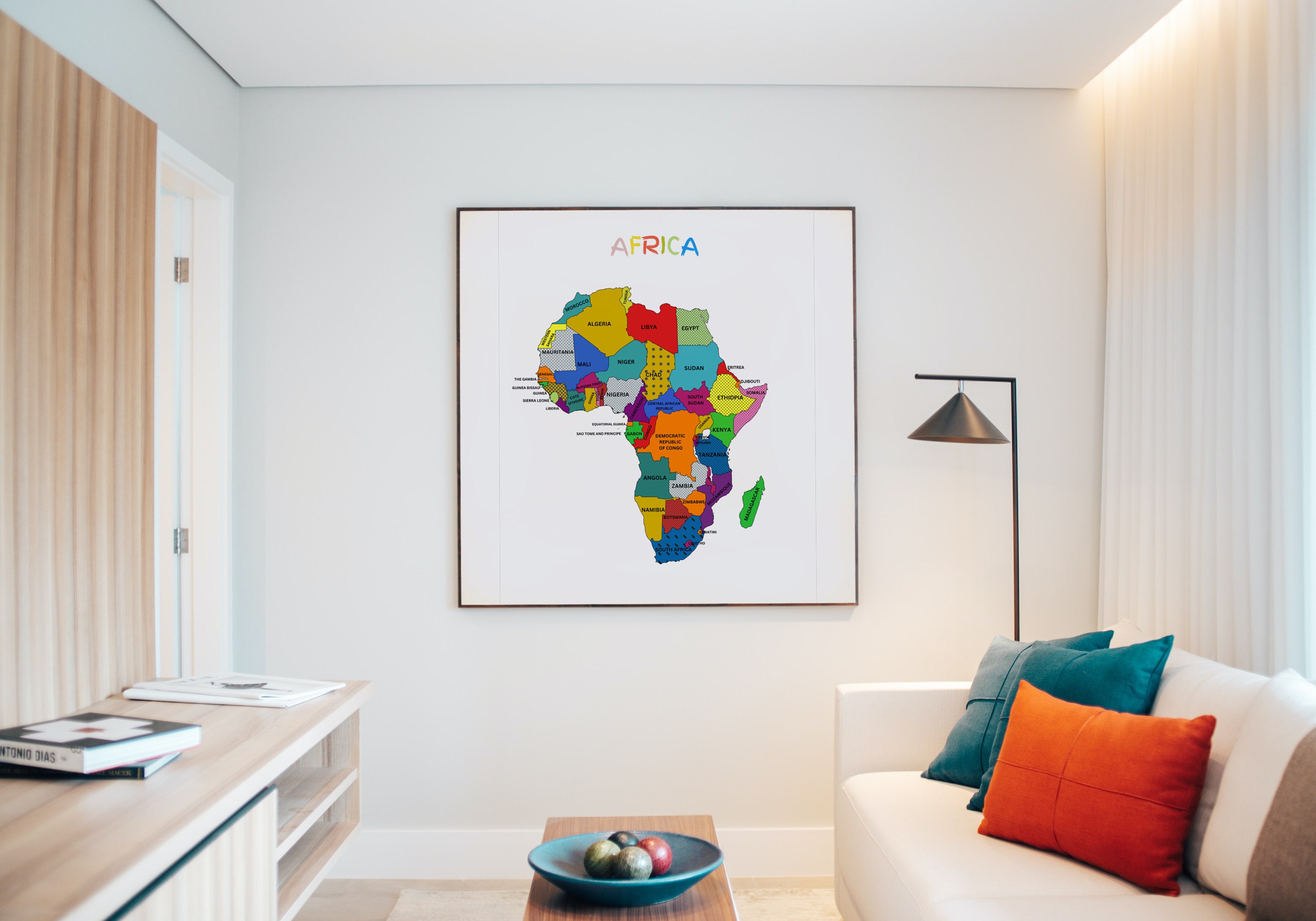 Digital Map of Africa Colorful Home or Office Wall Art Deco - Etsy