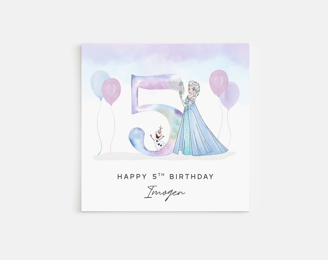 Personalised Printed 5th Birthday Card Frozen Princess Elsa Olaf - Etsy