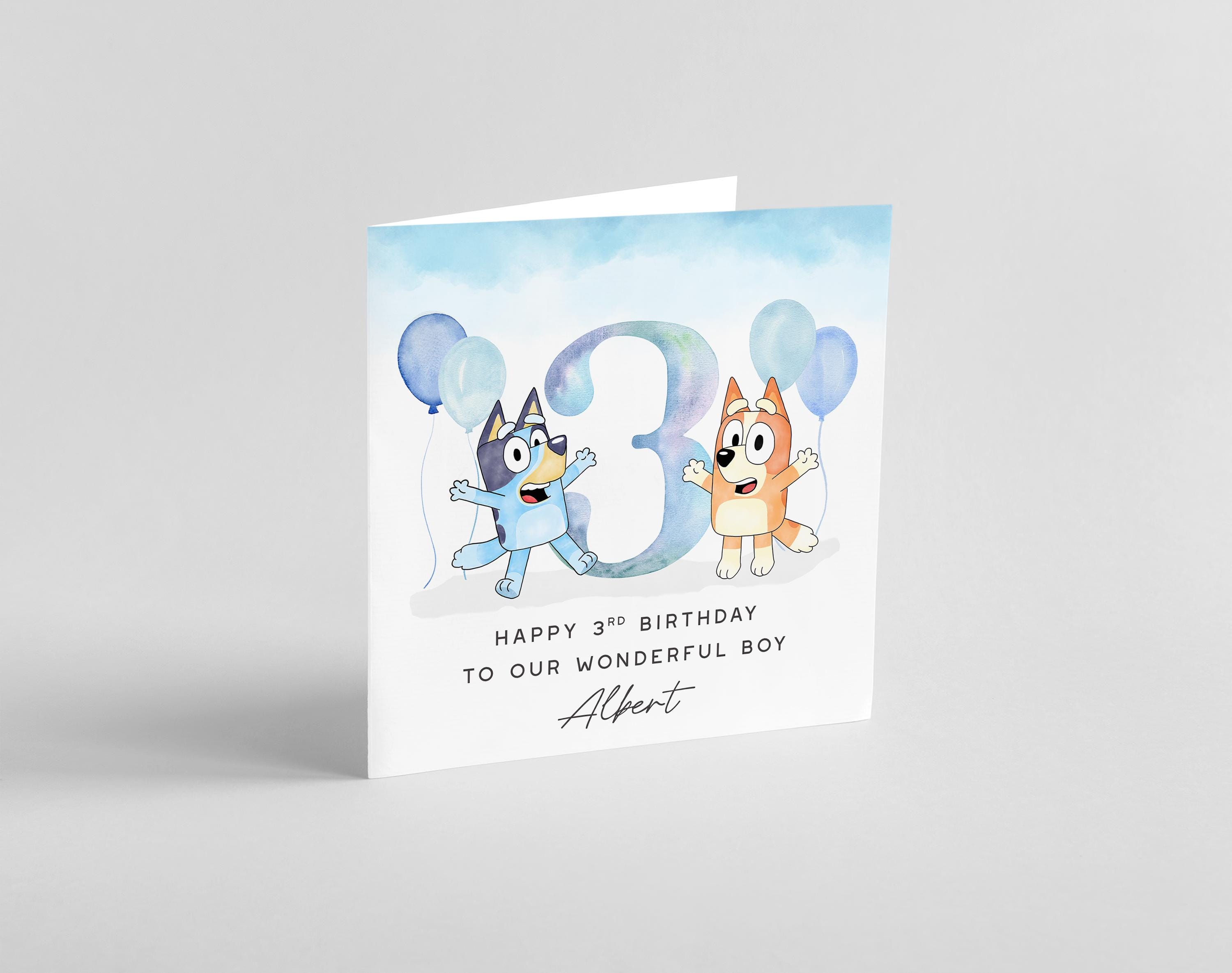 Personalised Printed 3rd Birthday Card Blue Bluey Bingo - Etsy UK