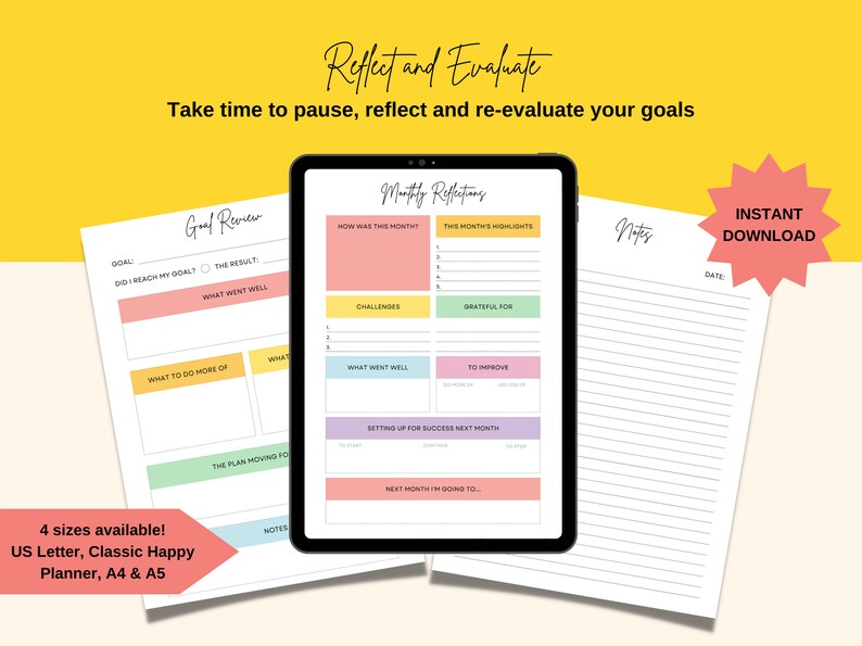 EDITABLE Rainbow Goal Planner Bundle 2022/2023 Goals Tracker - Etsy